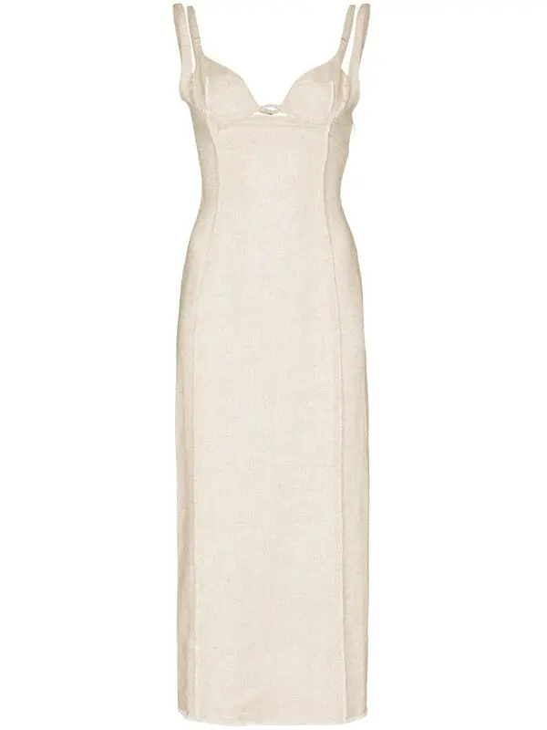 Jacquemus La Robe Valerie Corset Midi Dress In Neutrals - 42% Off |  Editorialist