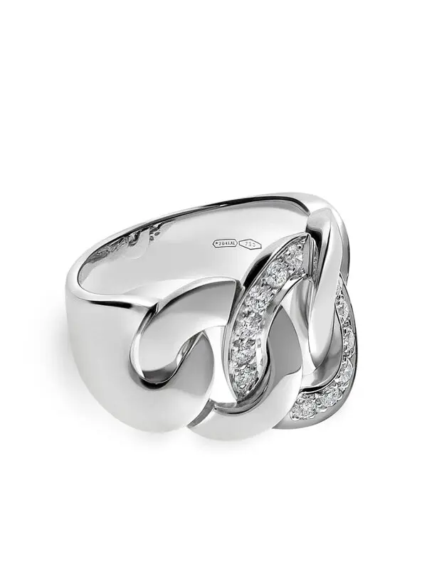 LEO PIZZO 18kt White Gold Diamond Chain Ring