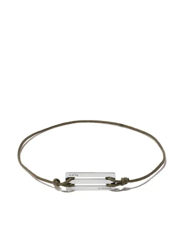 Le Gramme Cord Bracelet 25/10g - Silver/khaki