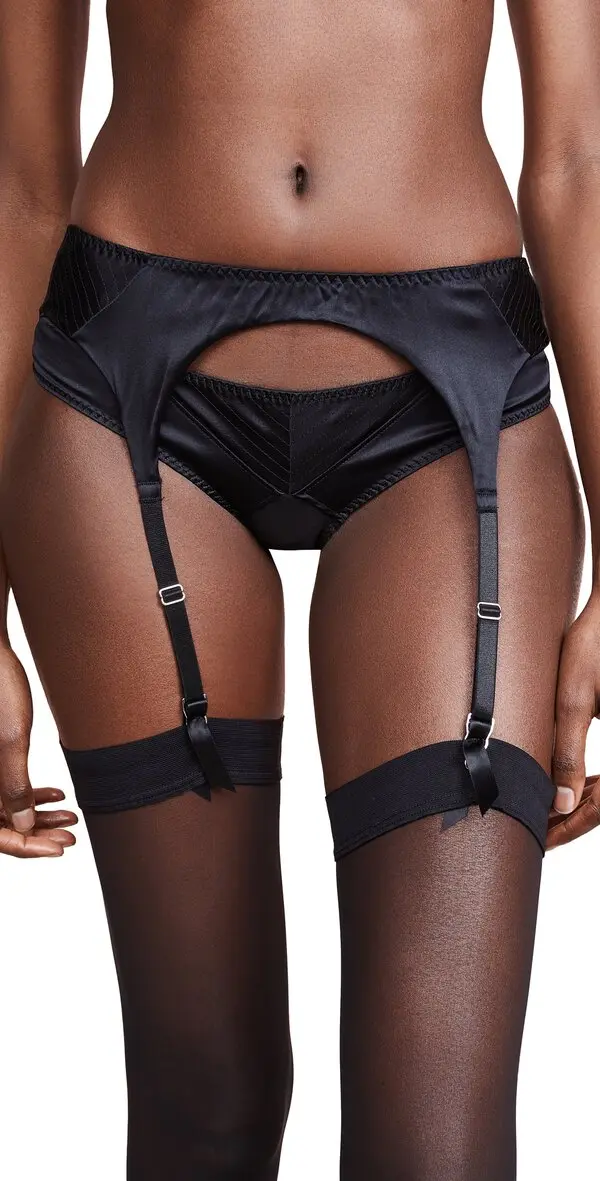 Fleur Du Mal Bullet Satin Garter Belt - Black | Editorialist