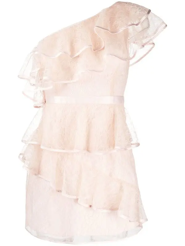 blue dress for baby girl Livia One Shoulder Lace Ruffle Mini Dress