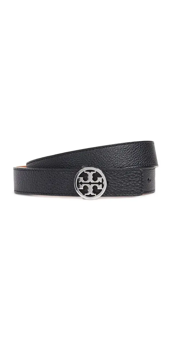 Tory Burch 1" Miller Reversible Belt - Black/silver