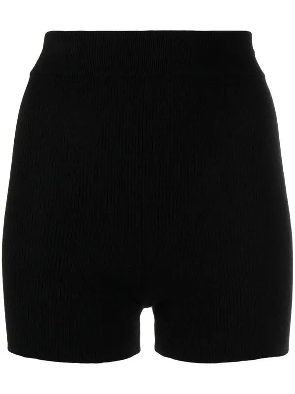 Cashmere In Love Alexa Ribbed-knit Biker Shorts - Black