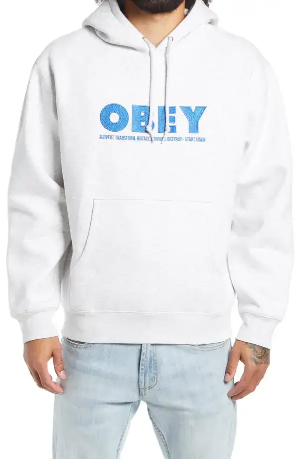 Obey Hubbs Logo Hoodie In Ash Grey 50% Off Editorialist