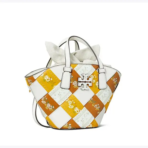 Tory Burch Mcgraw Floral Woven Mini Shopper Tote In French Vine