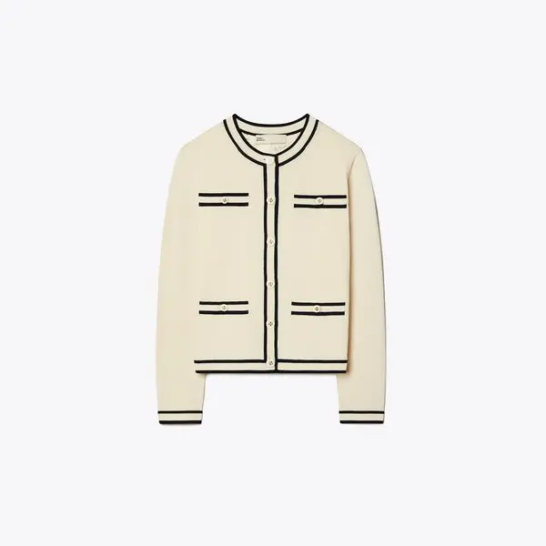 Tory Burch Kendra Cardigan - French Cream/medium Navy