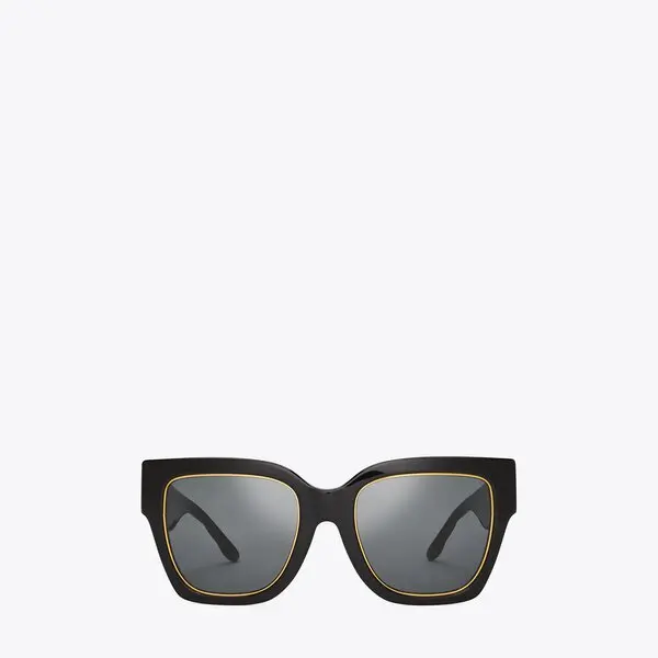 Tory Burch Kira Square Sunglasses - Black/solid Grey