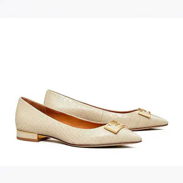 Tory Burch Gigi Pointed-Toe Flat In Jamaica Sand 43% Off