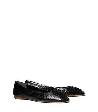 Tory Burch Georgia Snakeskin Ballet Flat In Perfect Black Snake