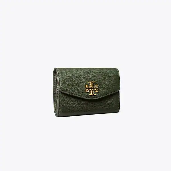 Tory Burch Kira Pebbled Medium Flap Wallet In Poblano 53% Off