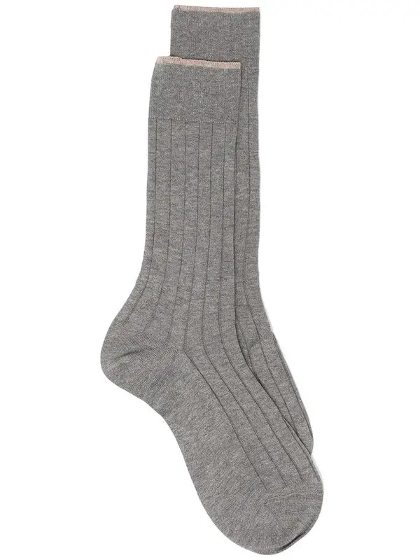 Brunello Cucinelli Ribbed-knit Ankle Socks - Grey
