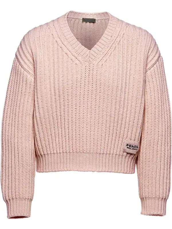 トップス prada/v-neck knit Prada Chunky-Knit V-Neck Jumper - Pink | Editorialist