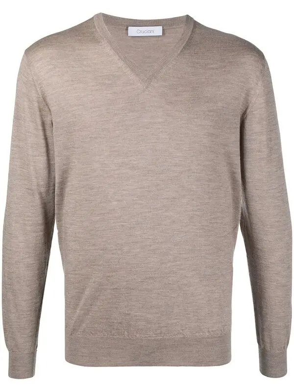 CRUCIANI Long-sleeve V-neck Jumper - Neutrals