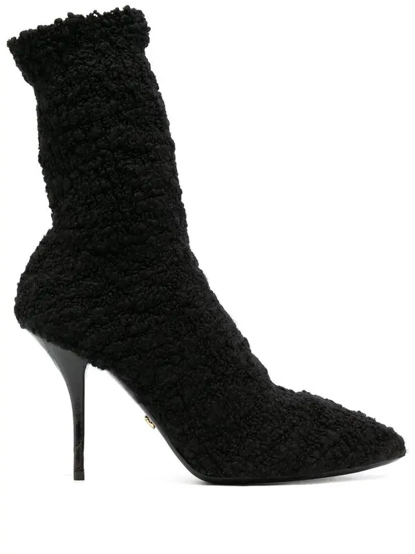 Dolce & Gabbana Shearling Stiletto Heel Boots