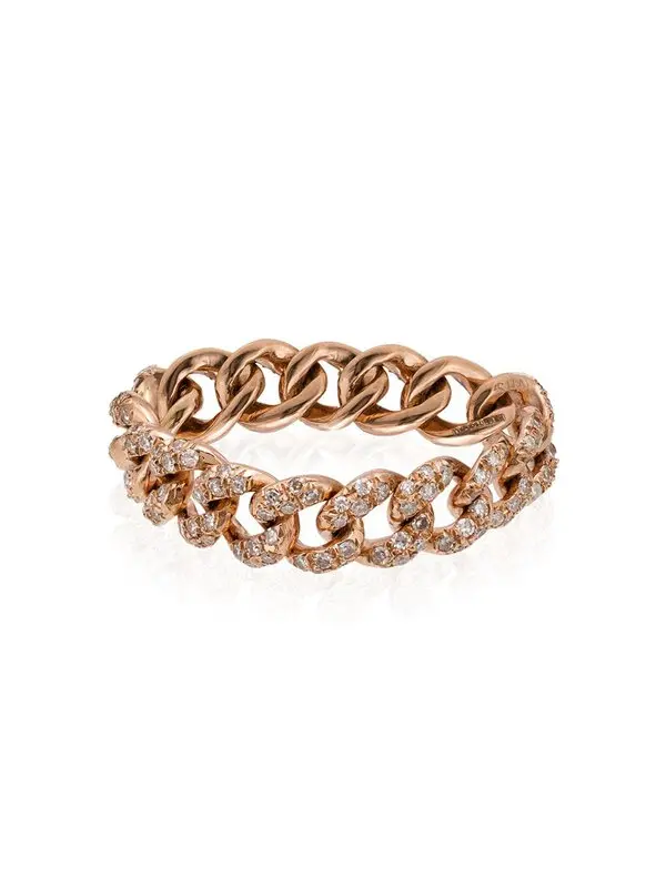 Shay 18kt Rose Gold Diamond Chain Link Ring - Pink