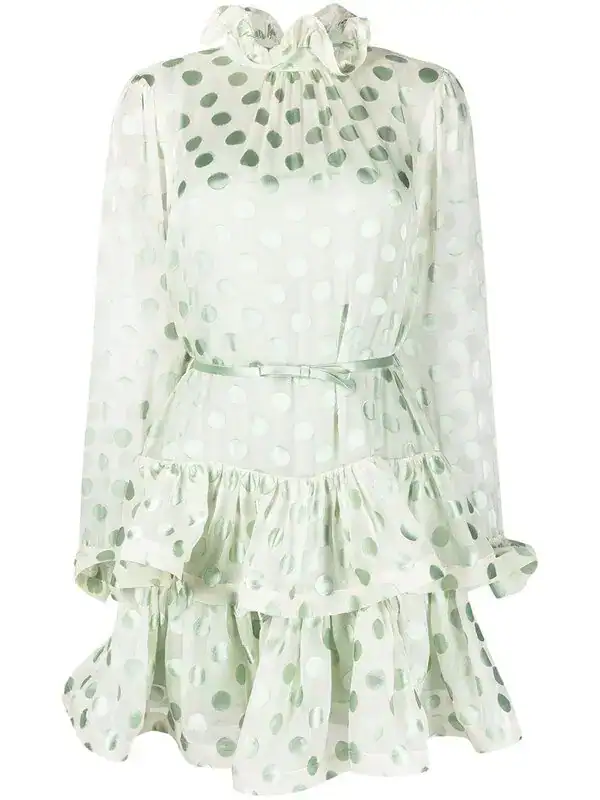 Zimmermann Sheer-Panel Polka-Dot Silk Dress In Green - 32% Off |  Editorialist