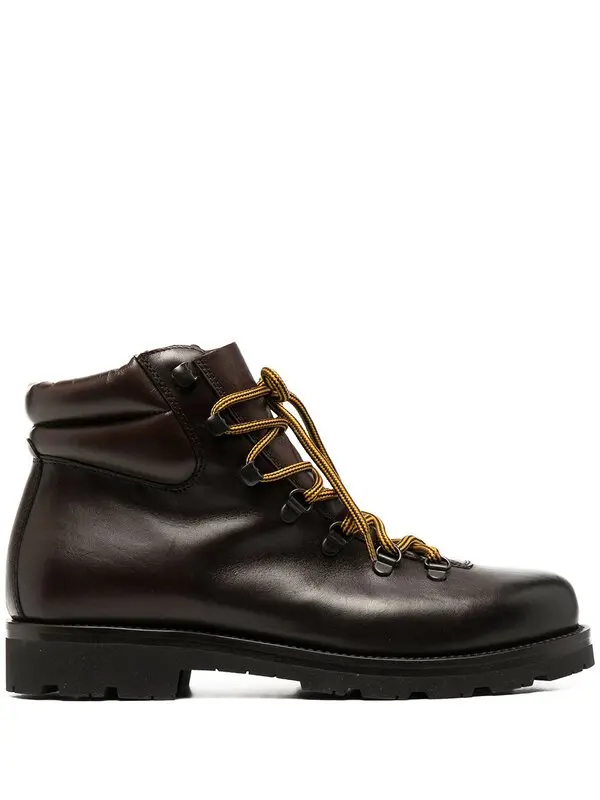 SCAROSSO Padded Ankle Lace-up Boots - Brown