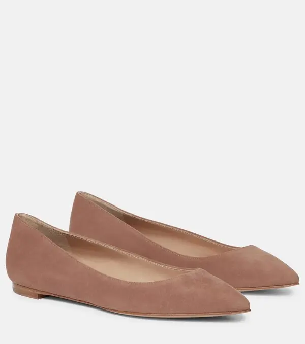GIANVITO ROSSI Suede Ballet Flats - Beige