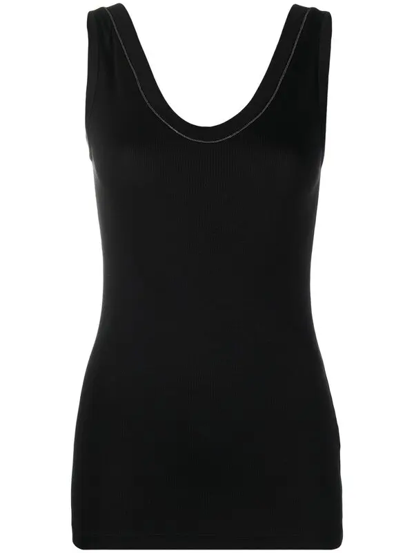 Brunello Cucinelli Scoop Neck Sleeveless Top - Black