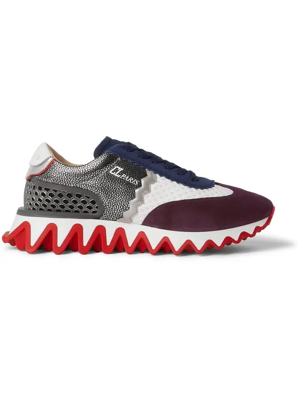 CHRISTIAN LOUBOUTIN Loubishark Suede, Mesh, Rubber And Textured-leather Sneakers - Multi