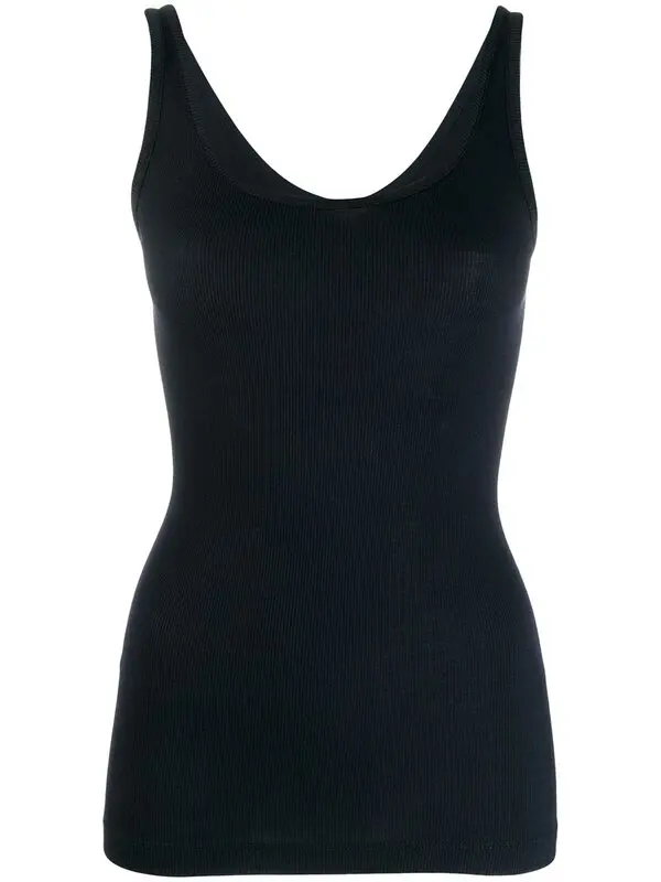 Vince Ribbed Pima Cotton Blend Vest - Blue