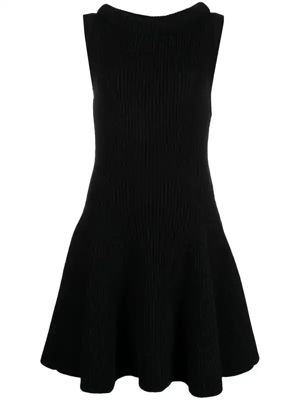 Alexander Mcqueen Knitted Skater Dress In Black 40% Off