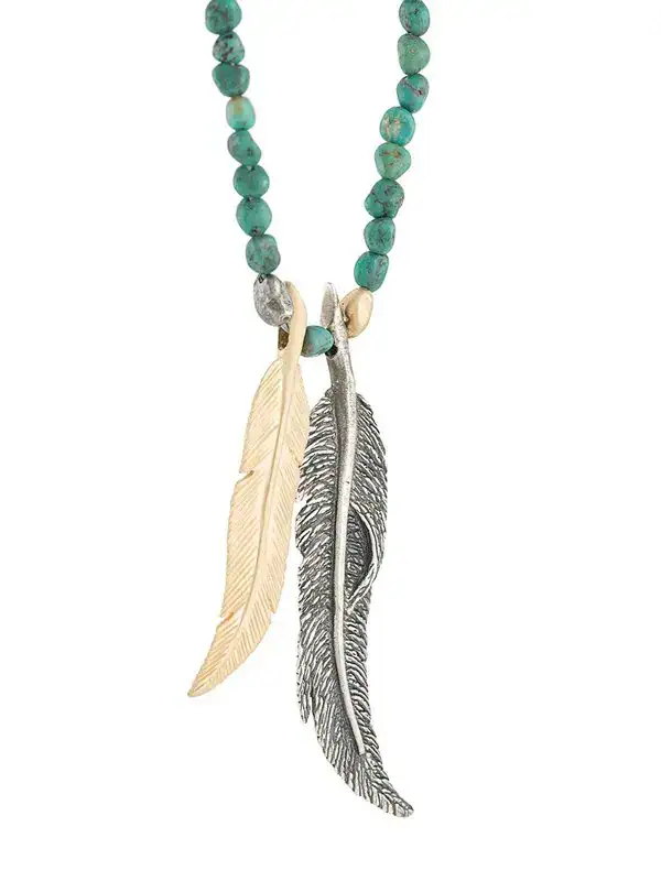 M. Cohen Bead Chain Feather-Pendant Necklace In Blue - 25% Off 