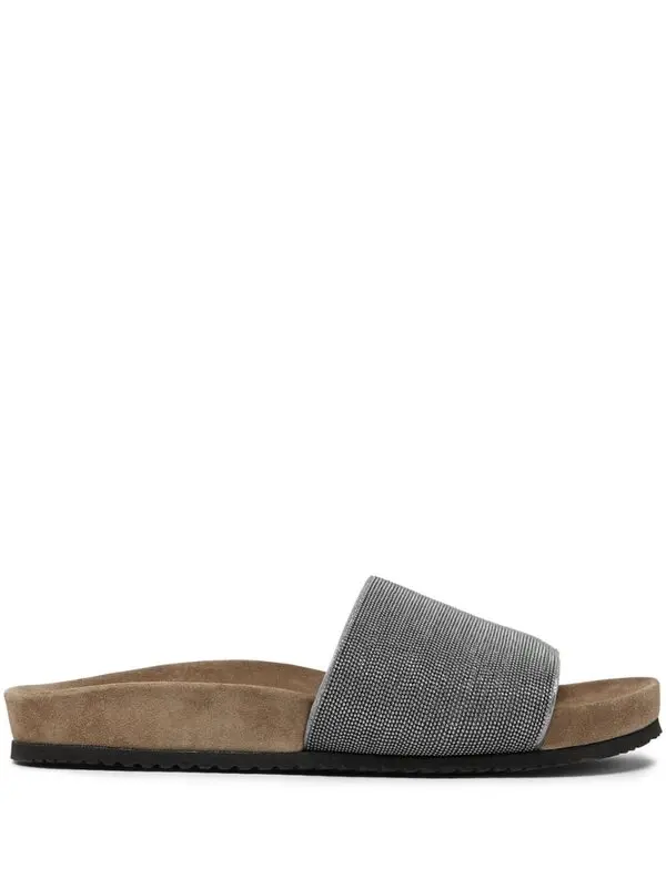 Brunello Cucinelli Monili Vamp Slides - Silver