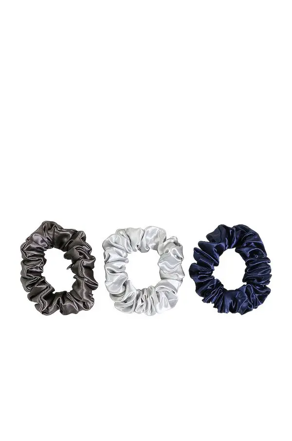 Slip Large Scrunchies Set Of 3 - Navy  Silver & Charcoal
