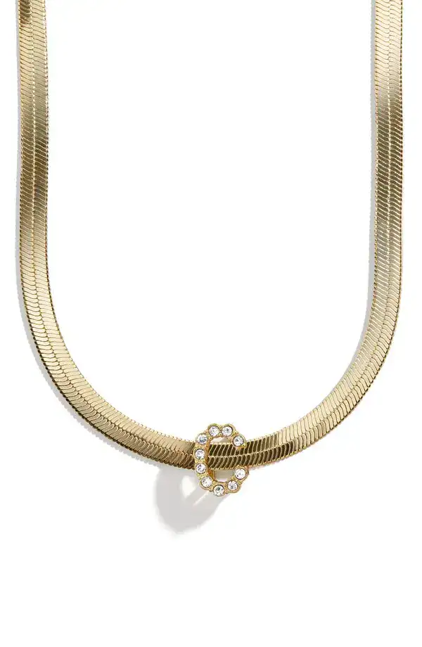 Baublebar Initial Charm Snake Chain Necklace In Gold 60% Off