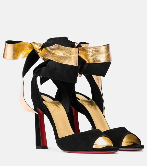 Christian Louboutin Rose Amelie 100 Suede Sandals Black