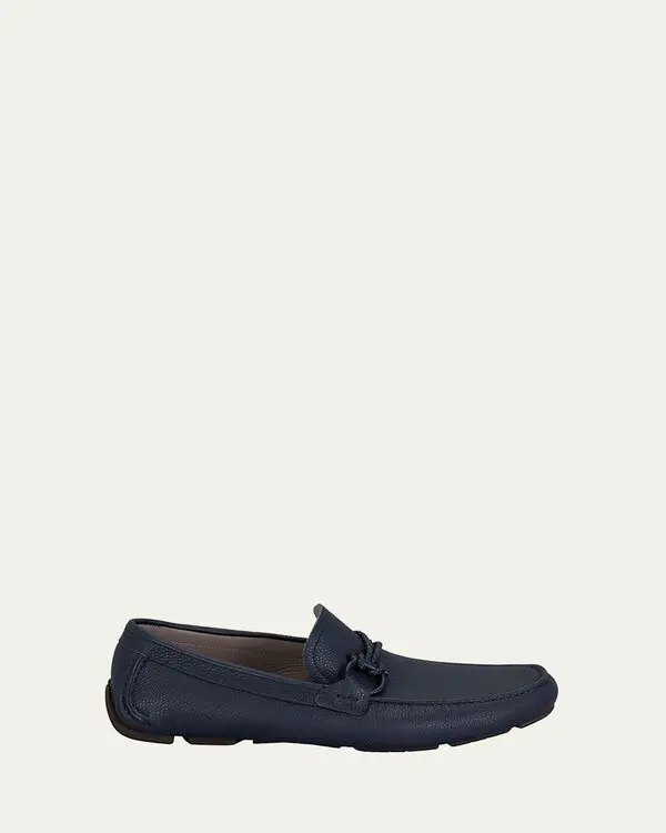 FERRAGAMO Front 4 Leather Drivers - Blue