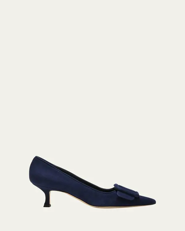 Manolo Blahnik Maysale Suede Pumps - Navy