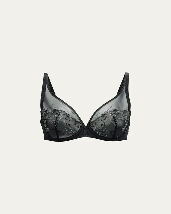 Simone Perele Delice Two-part Full-cup Sheer Plunge Bra - Moonlight