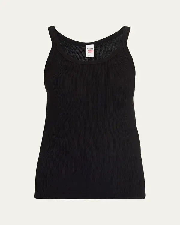 RE/DONE Ribbed Scoop-neck Tank - Black