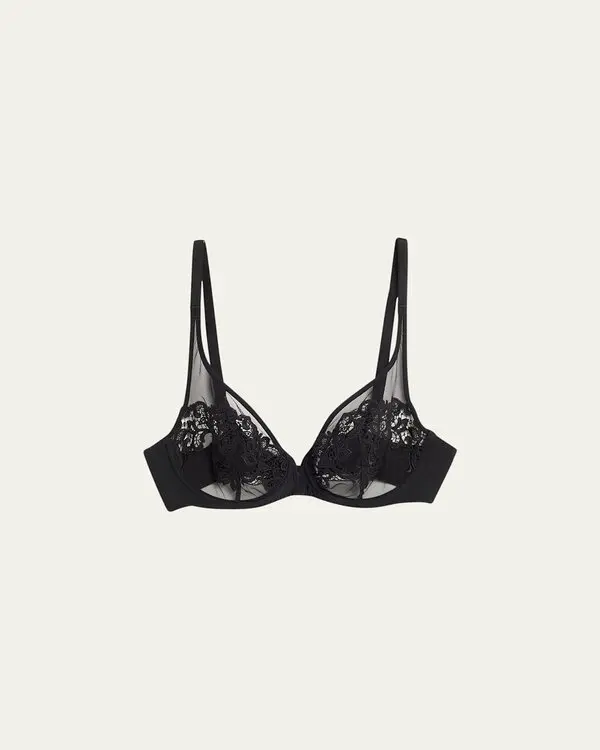 Simone Perele Saga Sheer Plunge Bra - Black Pattern