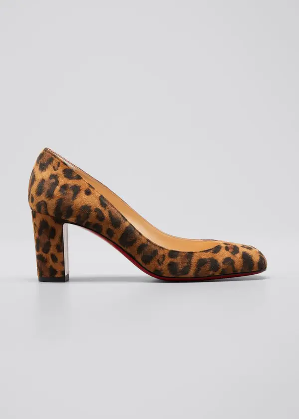 Christian Louboutin 70mm -Print Suede Red Sole Pumps Leopard