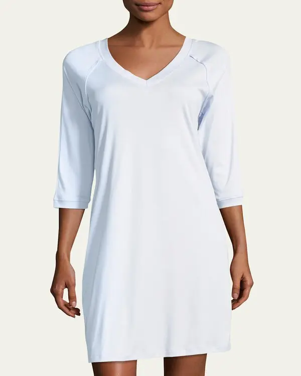 Hanro Pure Essence 3/4-sleeve Gown - Blue Glow