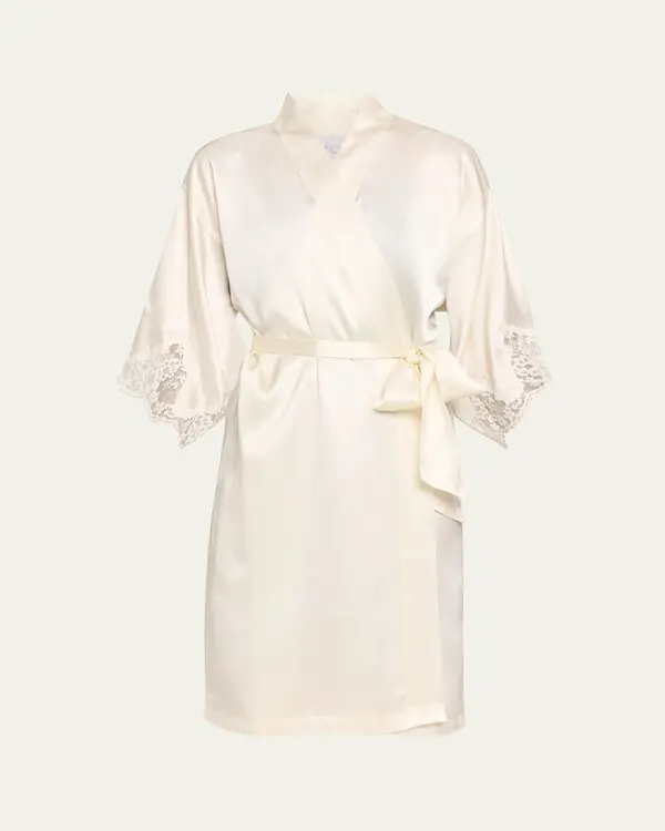 Lise Charmel Splendeur Lace-trim Silk-blend Robe - En/ecru Nacre