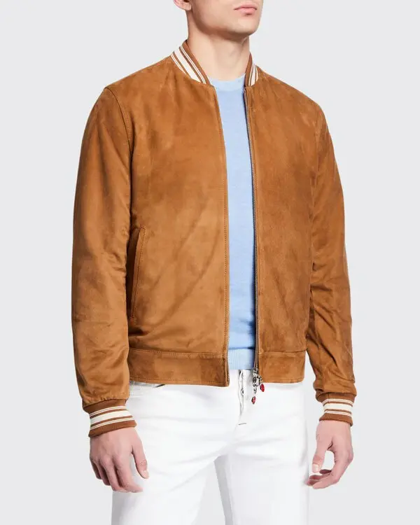 Buy Kiton Reversible Suede Bomber Jacket - Camel At 51% Off | Editorialist