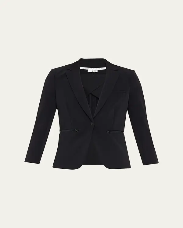Veronica Beard Scuba Schoolboy Blazer Jacket - Black