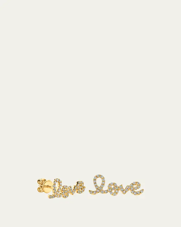 SYDNEY EVAN Pave Diamond Love Single Stud Earring - Gold