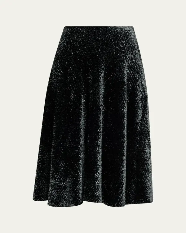 Alaïa Velvet A-line Midi Skirt - Gris Fonce