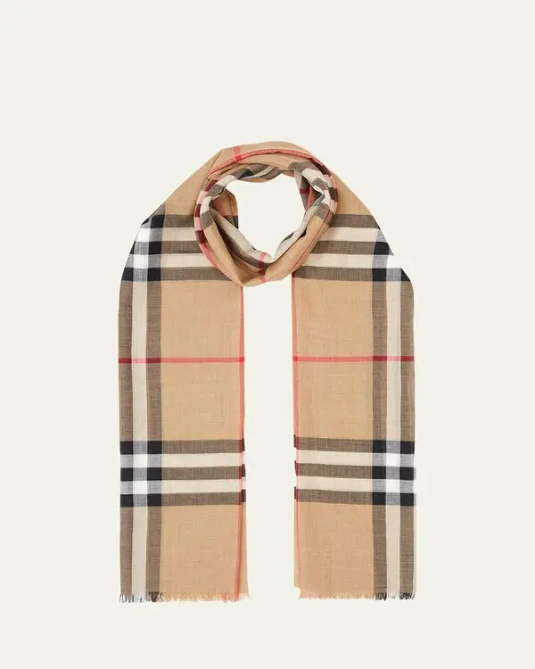 Burberry Giant Check Gauze Scarf - Archive Beige