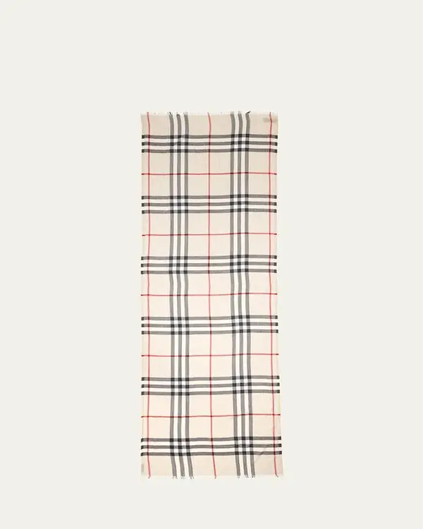 Burberry Giant Check Gauze Scarf - Stone Check