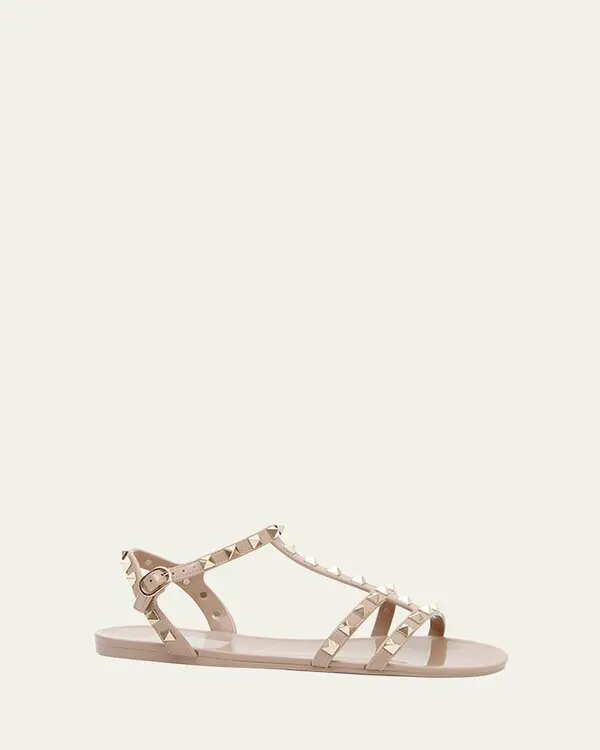 Valentino Garavani Rockstud Jelly Gladiator Sandals - Poudre
