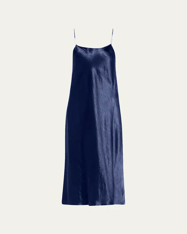 Vince Satin Midi Slip Dress - Blue