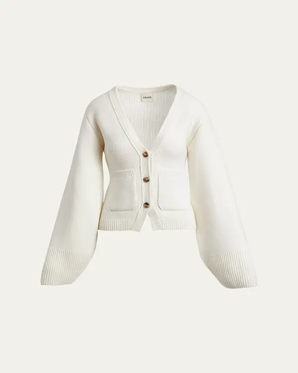 Khaite Cashmere Cropped Cardigan - White