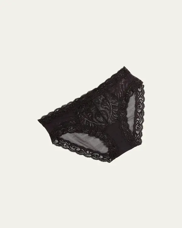 Natori Feathers Lace-trim And Mesh Hipster Briefs - Black