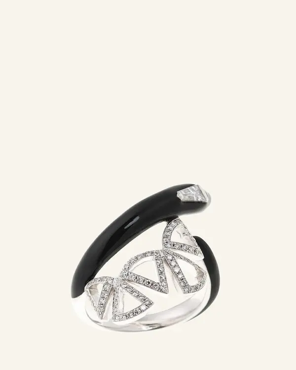 Nikos Koulis Oui Diamond And Black Enamel Ring